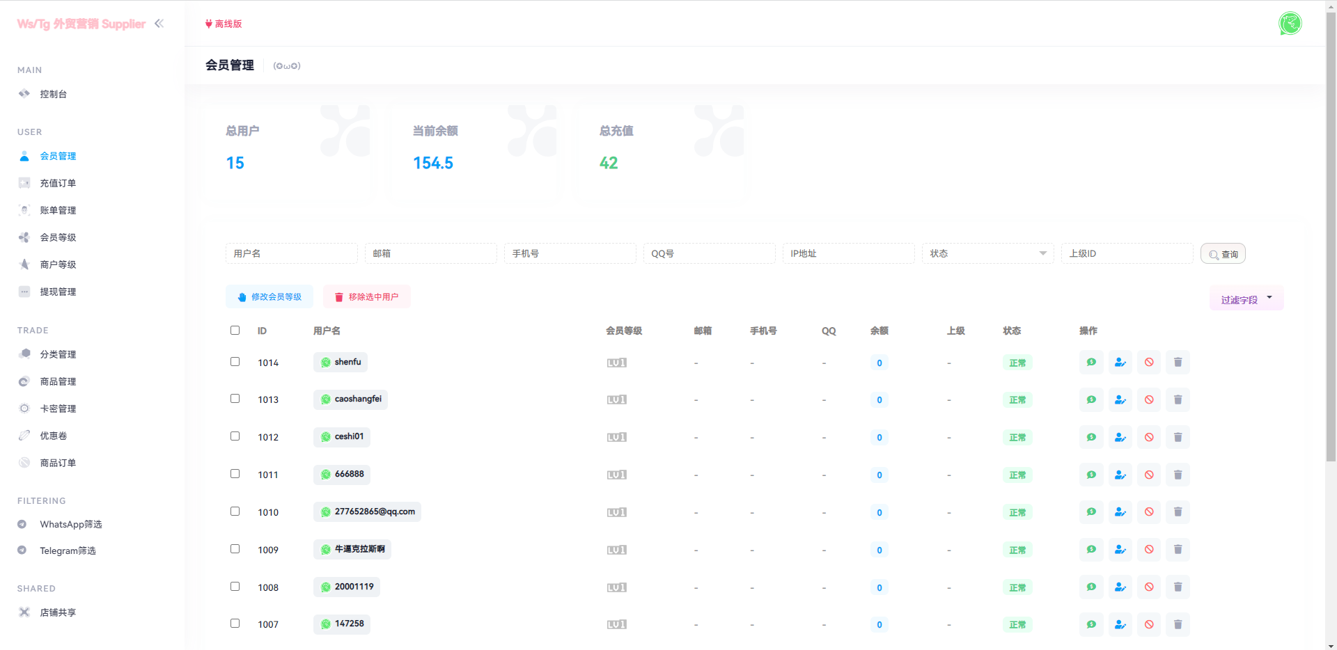 WhatsApp筛选Ws/Tg外贸营销Supplier推特号/FB号/谷歌号/小火箭Ws/Channel社交账号/内附搭建教程M30499